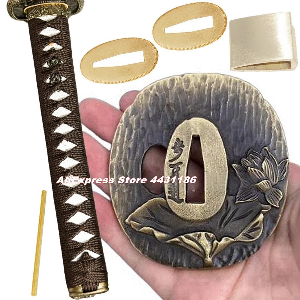 Lotus-Flower-Tsuba-Alloy-HandGuard-Menuki-Fuchi-Kashira-Handle-Habaki ...