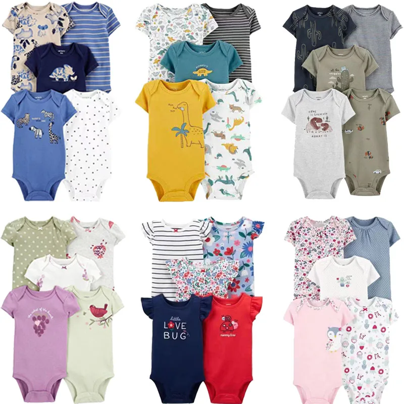 5PCS/Lot Baby Bodysuits Newborn Baby Boy Girl Clothes Fashion Short ...