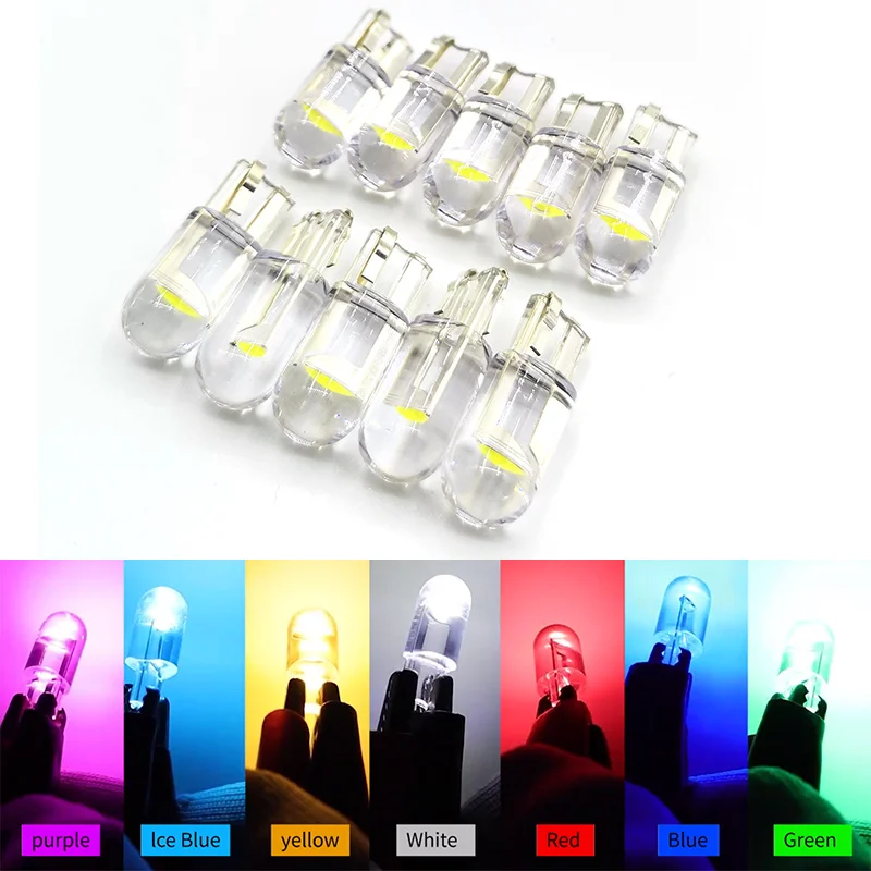 10Pcs-12V-24V-Newest-W5W-Led-T10-Car-Light-COB-Glass-6000K-White-Auto ...