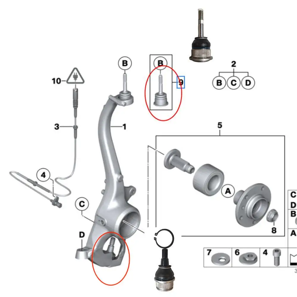 롤스 로이스 팬텀 OEM 31120414733 ,31216774835 ,3121677836 용 전면 상부/하부 너클 볼 조인트 ...