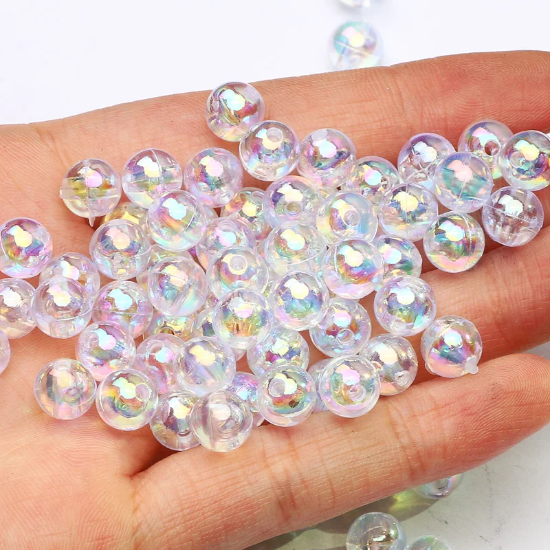 6-12mm 30-200pcs Clear Acrylic ABS Charms Pearl Beads Round Loose Space ...