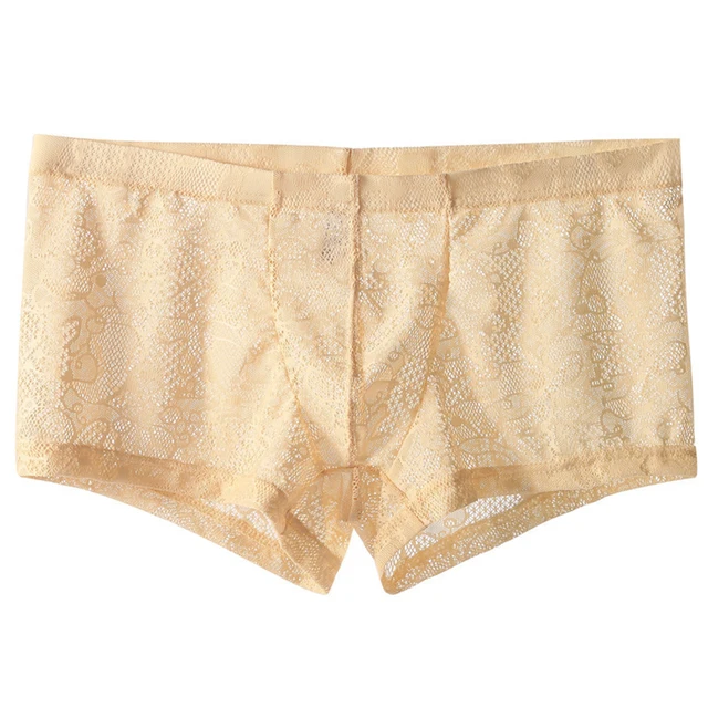 Men Lace Transparent Boxershorts Bulge Pouch Underwear Ultra-thin ...