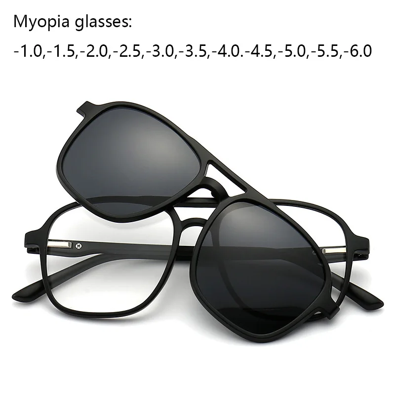 Large Frame Polarized Myopia Sunglasses 2 In 1 Prescription Magnetic