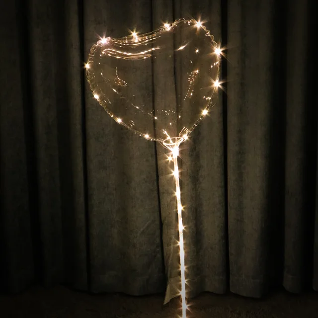 10 Sets LED Glowing Transparent Balloons Clear Heart/Star Shape Balloon ...