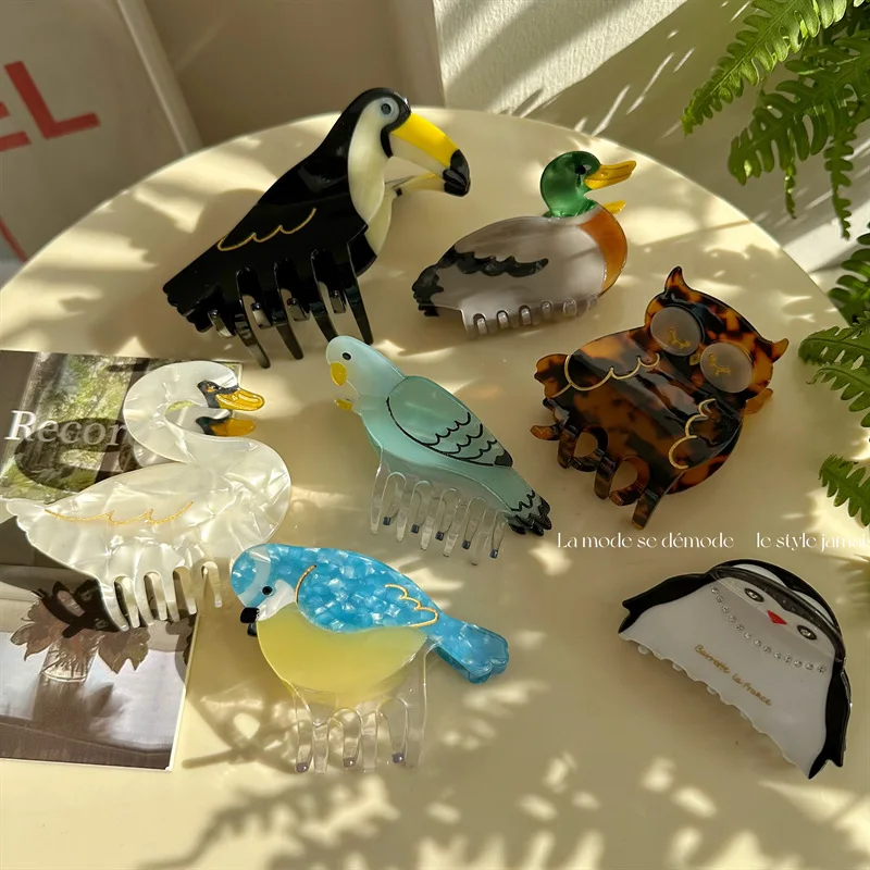 Cartoon-Cute-Parrot-Hair-Claws-Bird-Peacock-Hair-Clips-Acetate-Claw ...