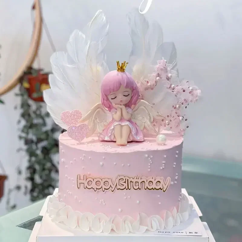 Angel-Wing-Girl-Cake-Topper-Happy-Birthday-Decoration-Rainbow-Wedding ...