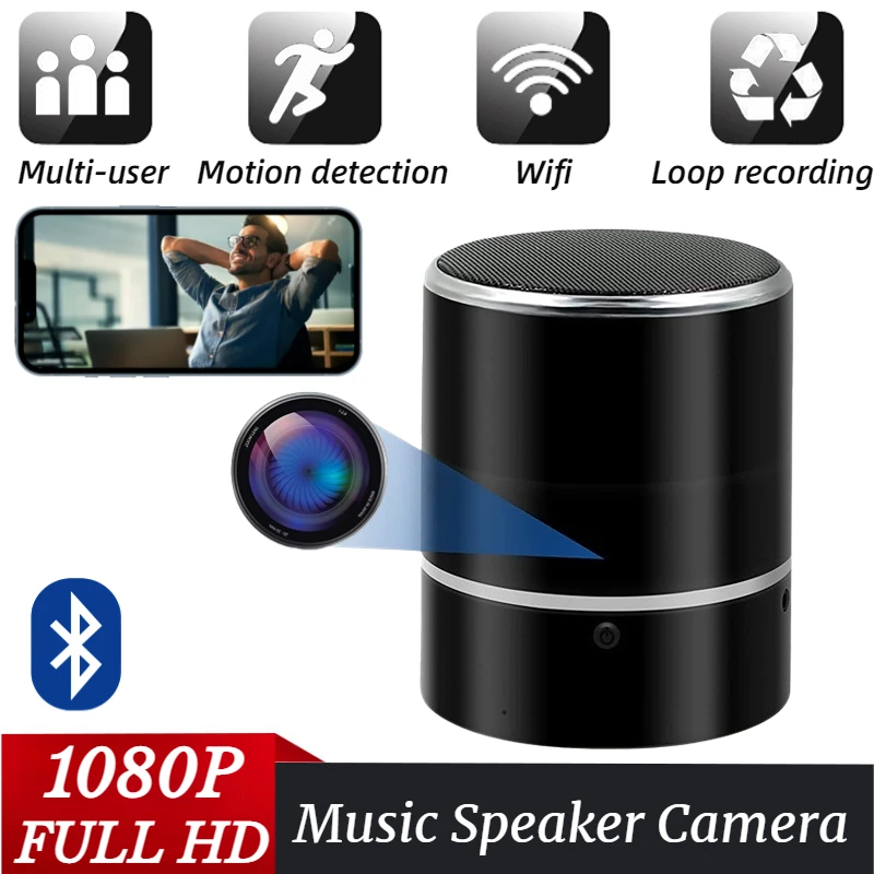 1080p-HD-Mini-Kamera-rotierende-Bluetooth-Lautsprecher-Kamera ...