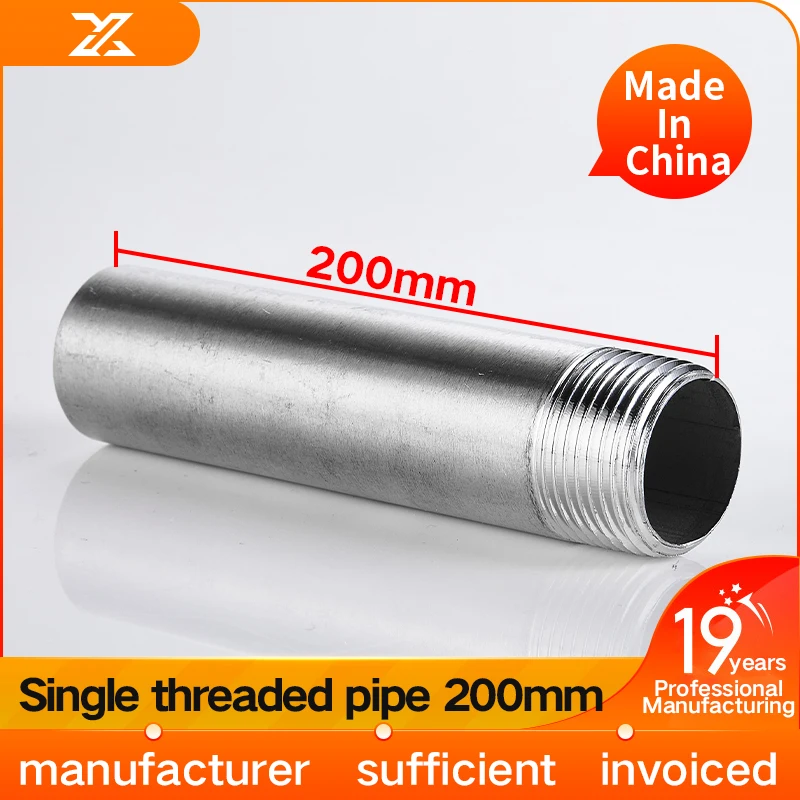304-stainless-steel-200mm-extended-single-head-threaded-water-pipe-and ...