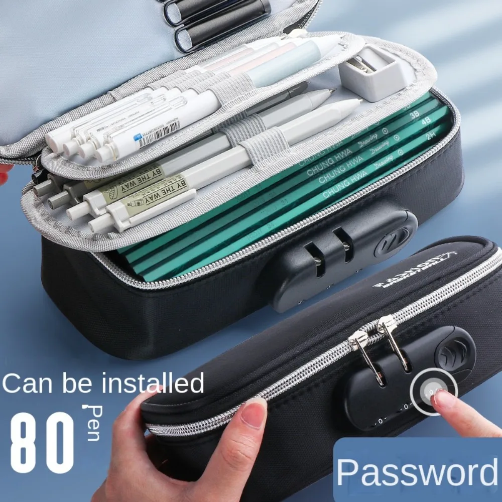 Large-Capacity-School-Case-Password-Lock-Pencilcase-Solid-Color-Pencil ...