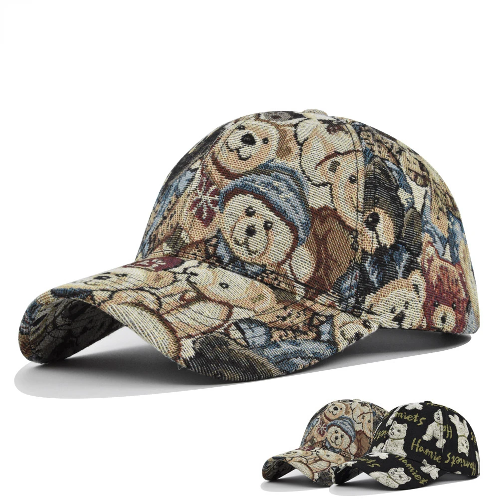 Cute-Bear-Baseball-Cap-New-Spring-Sunhat-Dog-Print-Men-Women-Unisex ...