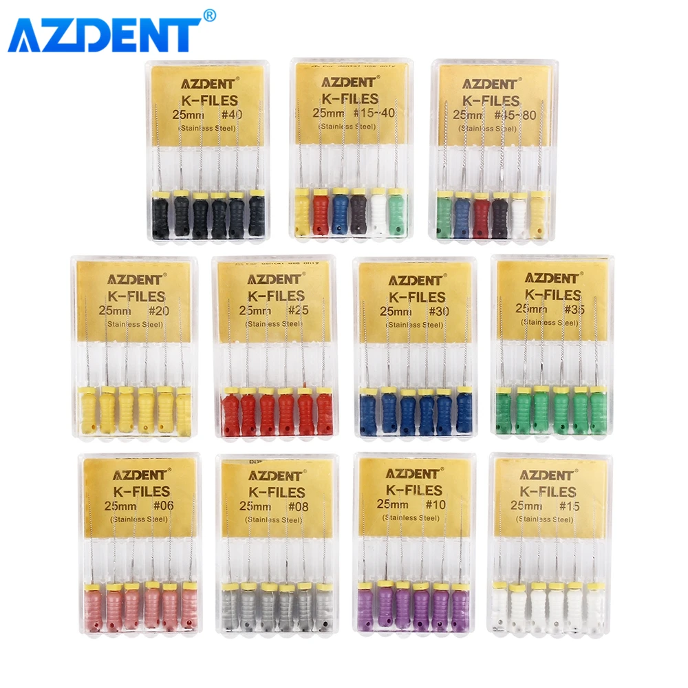 6pcs/pack Azdent Dental Hand Use K-files 25mm Stainless Steel ...