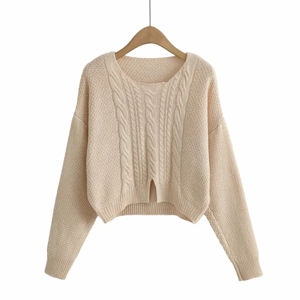 Autumn Retro Twist Short High Waist Sweater Elegant Office Lady