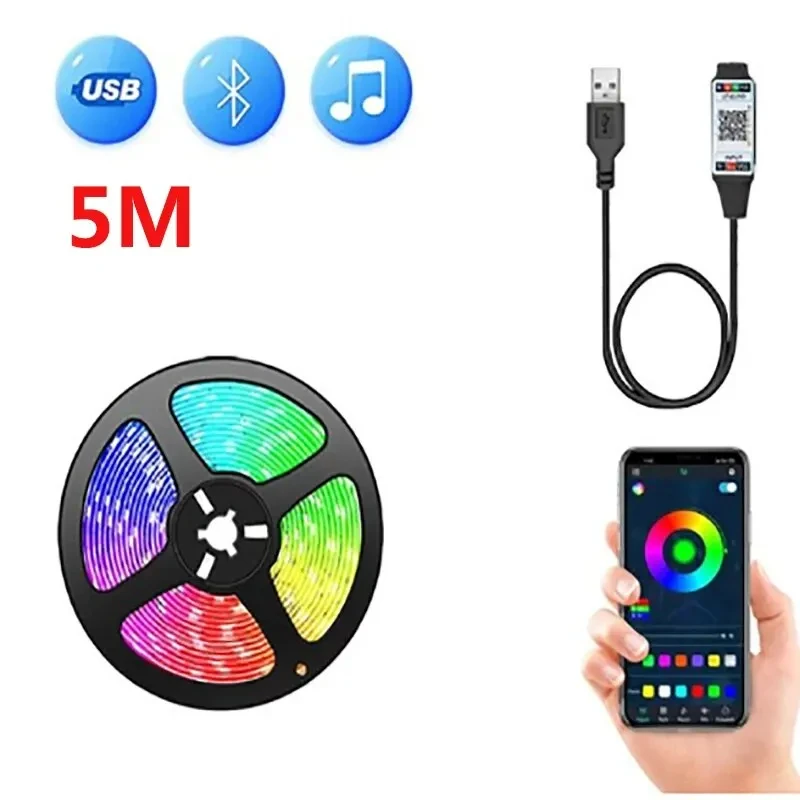 LED-USB-Strip-Light-Bluetooth-Tape-RGB-Lights-SMD5050-5V-Flexible-LED ...