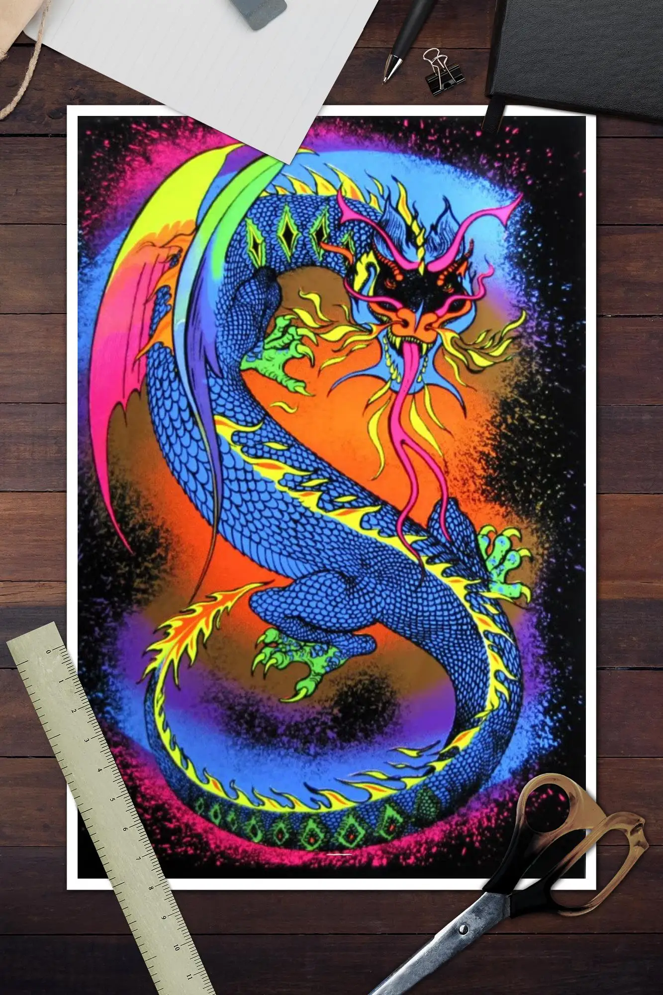 Black Light Velvet Posters Leroy Olson, Dragon, Blacklight Poster,