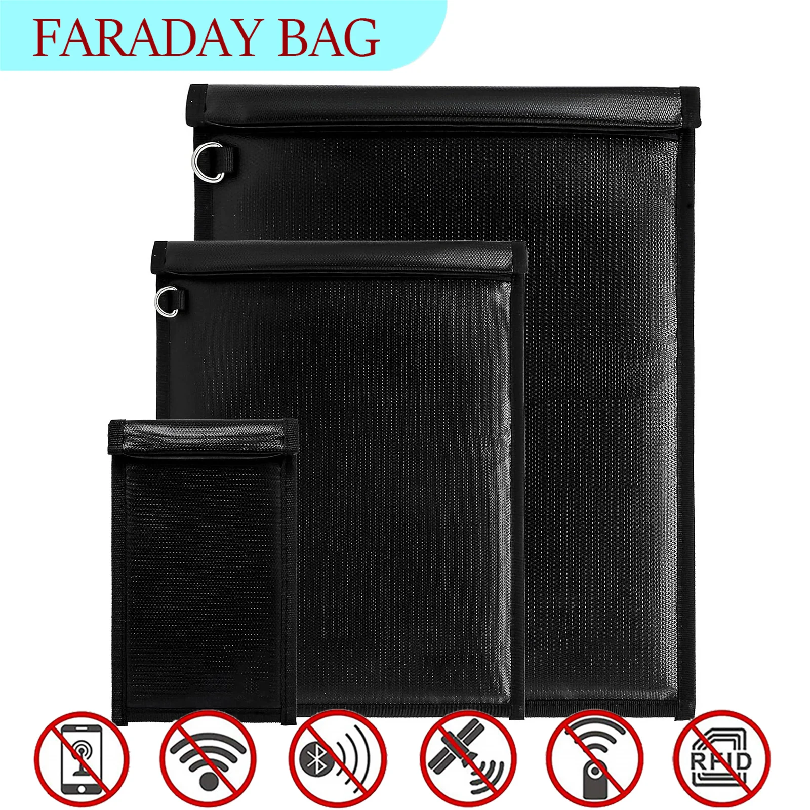 Fire-retardant Faraday Bag Shield RFID Cell Phone Signal Blocking Anti-tracking GPS Location EMF ...