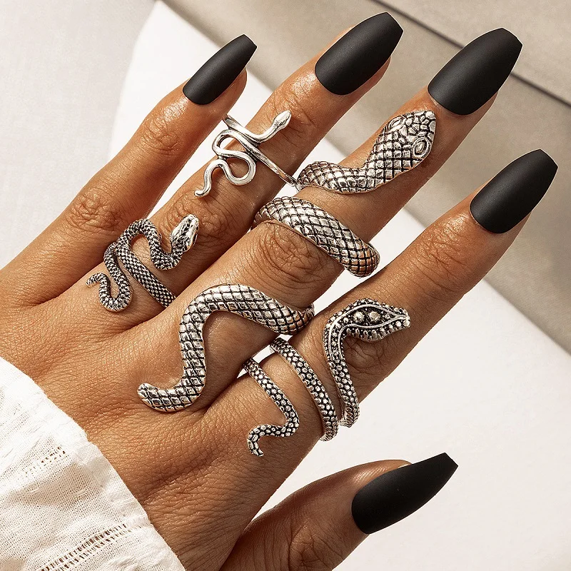 20-50-100pcs-Snake-Vintage-Rings-For-Men-Women-Punk-Fashion-Finger ...