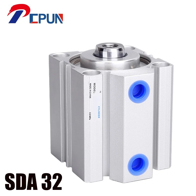 Sda Series Pneumatic Compact Air Cylinder 32 Mm Bore To 5 10 15 20 25 ...