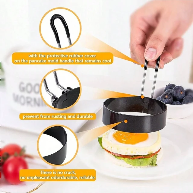 Non Stick Egg Moulds Non-Stick Metal Egg Ring - Round Frying Mold For ...