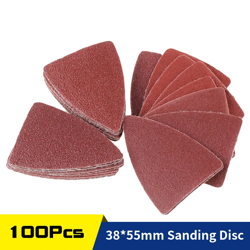 100Pcs-55x38mm-Triangle-Finger-Detail-Sander-Disc-Hook-Loop-60-240 ...