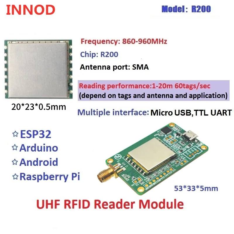 Módulo Rfid Uhf Ardunio Wifi Bluetooth Rfid Uhf Leitor Módulo 915mhz ...