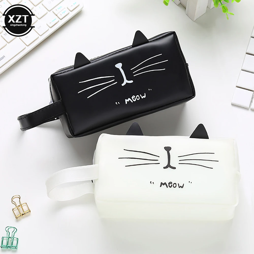 Cute-Cat-Pencil-Case-Kawaii-School-Supplies-Silica-Big-Pencil-Box-for ...