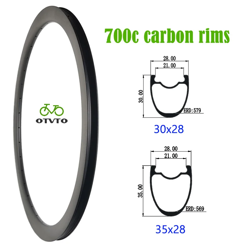 Carbon-Rims-700c-Clincher-Tubeless-30-35mm-Depth-28mm-Width-Road-Disc ...