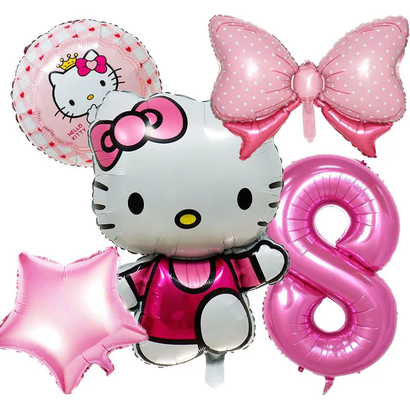 Juego de 5 globos con números de Hello Kitty para decoración de fiestas ...