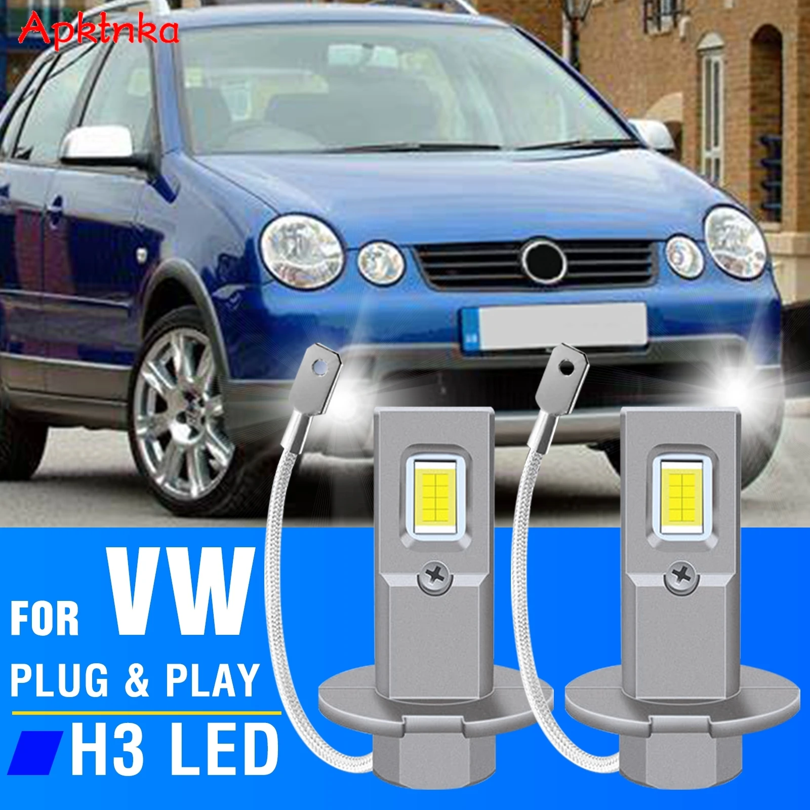 H3 LED Fog Light Bulbs White For VW Golf Passat B5.5 Tuguan Polo 9N ...