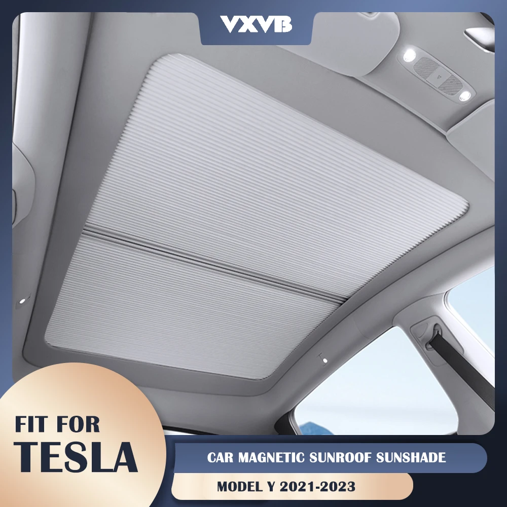 Car-Magnetic-Sunroof-Sunshade-Sun-Visor-Cooling-Cover-For-Tesla-Model-Y ...