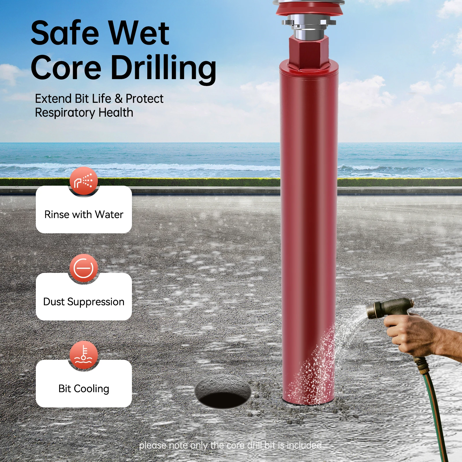 M22 Concrete Core Drill Bit 410mm Depth Wet Drilling Flat & Great Wall ...