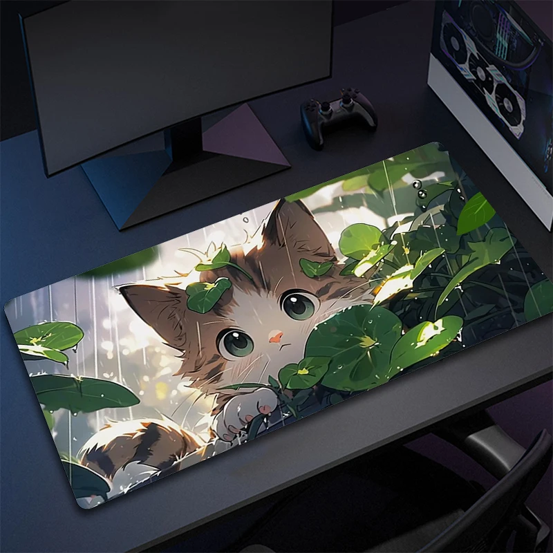 Gato-Kawaii-Mousepad-para-Escrit-rio-Tapete-de-Rato-Grande-Borracha ...