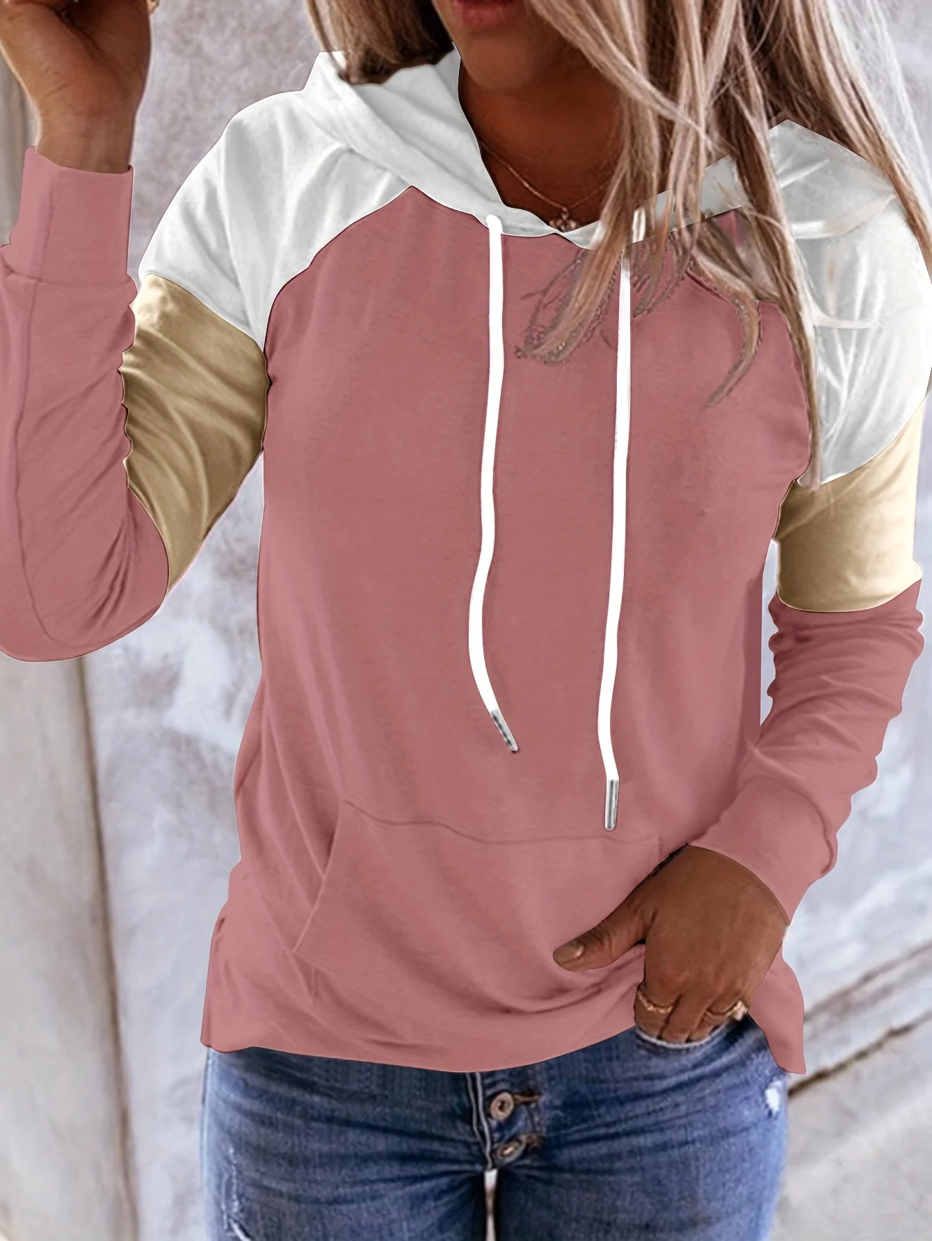 Colour-block-patchwork-front-patch-pocket-casual-hooded-sweatshirt-for ...