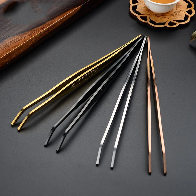 22cm-Silver-Copper-Gold-Black-Stainless-Steel-Kitchen-Bar-Tweezer-Food ...