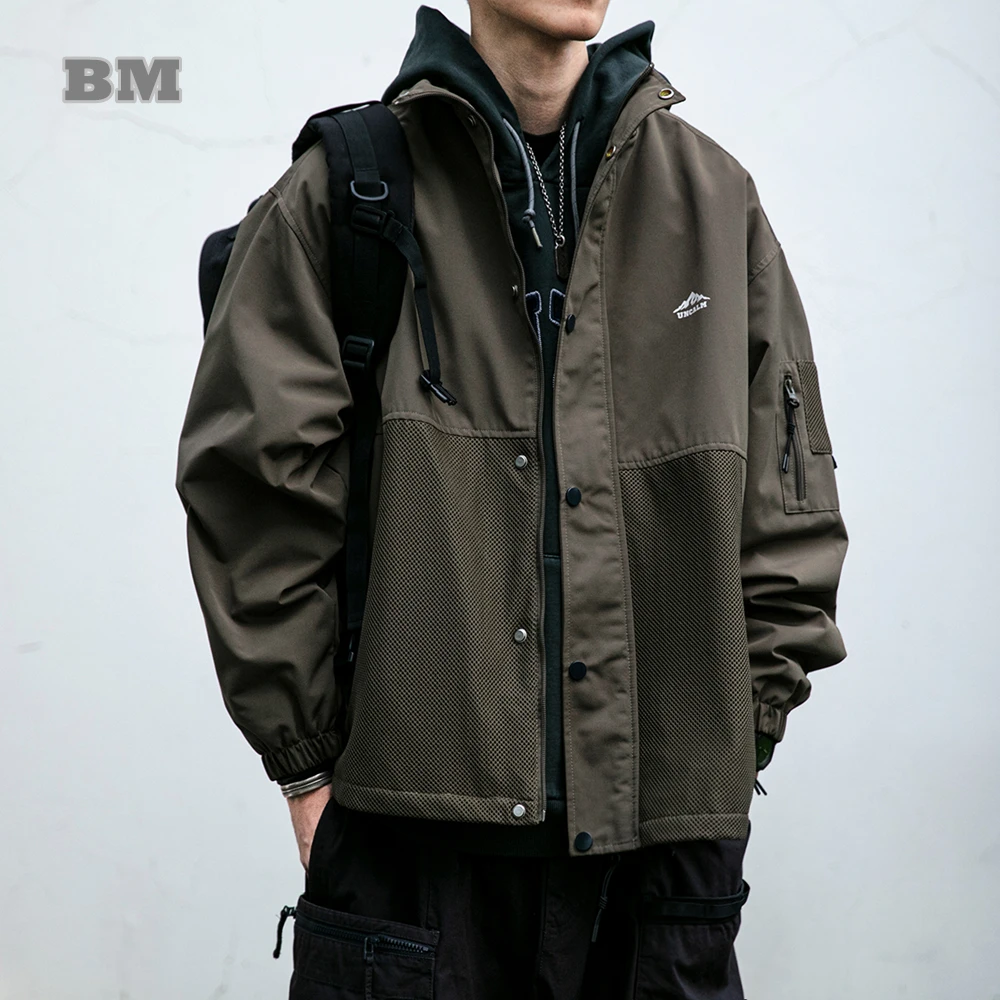 Japanese Streetwear Outdoor Stand Collar Hiking Jacket For Men Clothing ...
