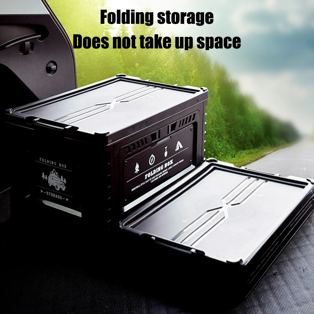 Folding Camping Storage Box Portable 30L Food Drink Storage Case Double ...