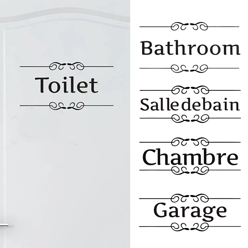 French-Version-Bathroom-Toilet-Sign-Vinyl-Sticker-Decals-WC-Sign ...