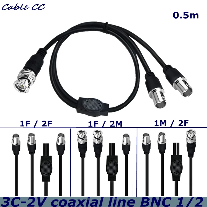 3C-2V Coaxial BNC One Split Two Male to Female Cable Is Used For RF ...