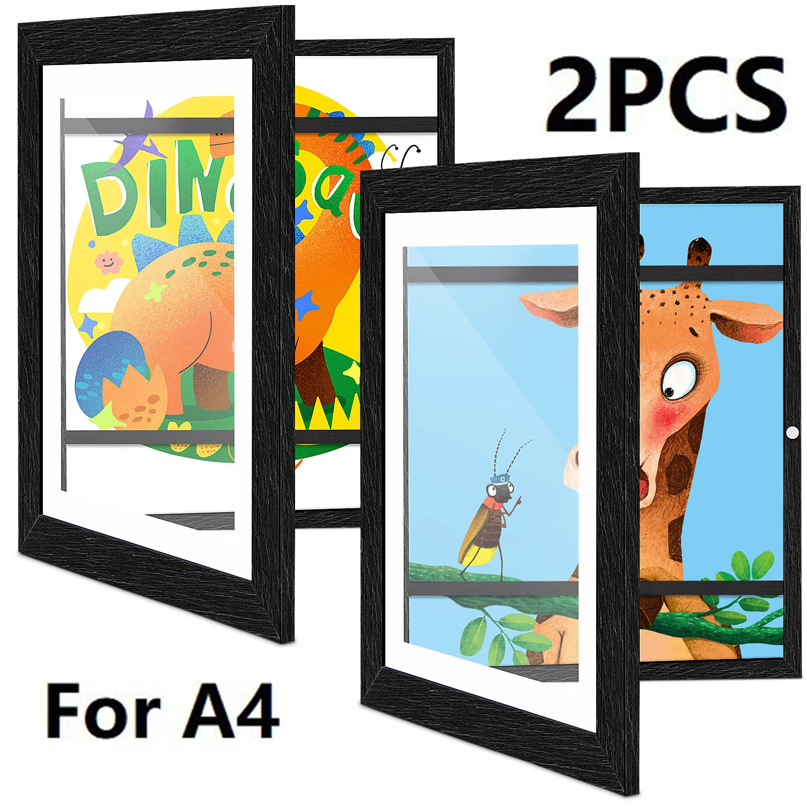 2pcs-Children-A4-Art-Frames-Magnetic-Front-Opening-For-Poster-Photo ...