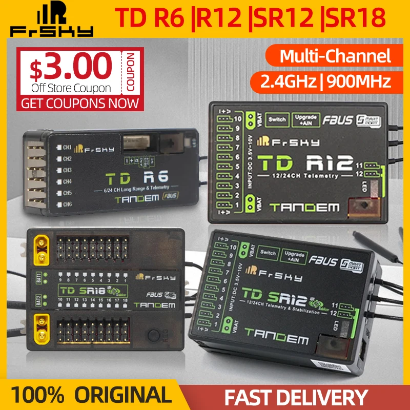 FrSky TD R6/R12/SR12/SR18 receptor RX 2,4 GHz/900M, receptor multicanal ...