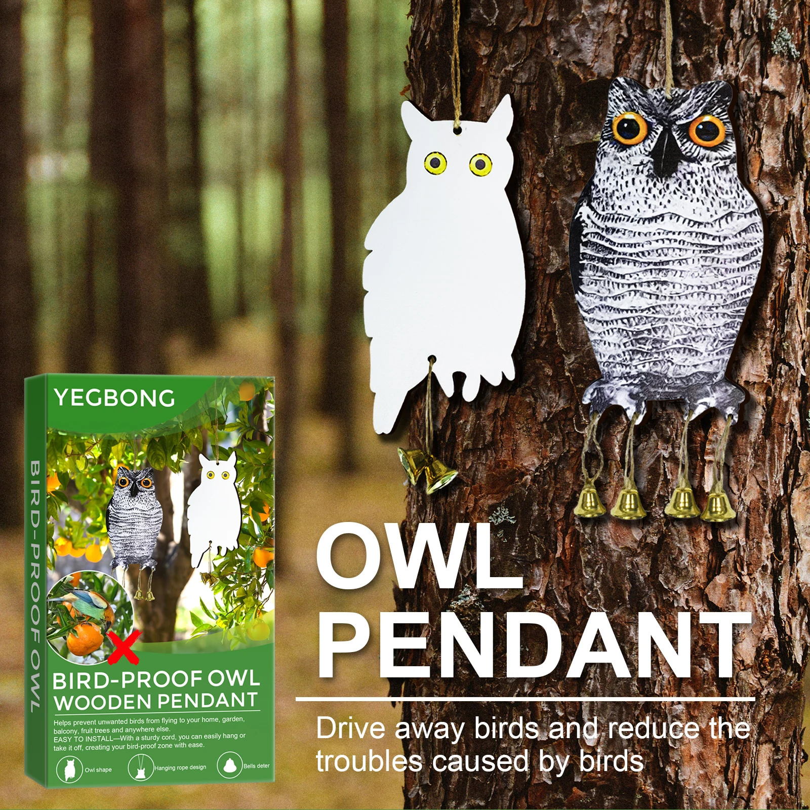 Anti nuisible,Faux hibou réfléchissant au Laser, répulsif d'extérieur ...