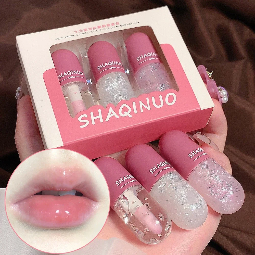 Transparent Glitter Capsule Lip Gloss Color Changed Plumping Lip Glaze ...