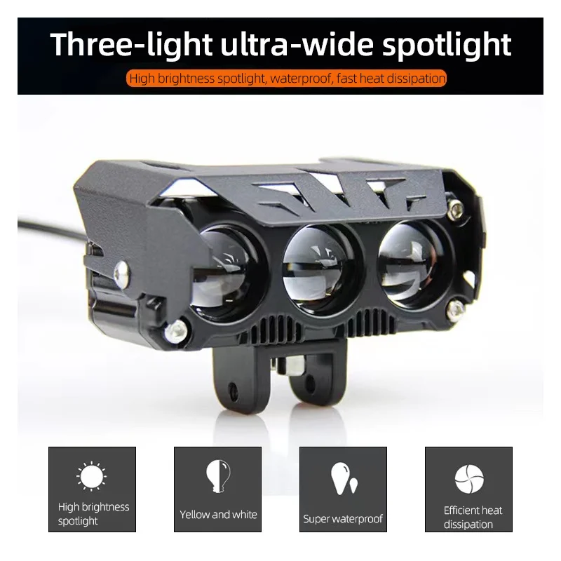 Faro-delantero-superbrillante-para-motocicleta-Luz-antiniebla-con-tres ...