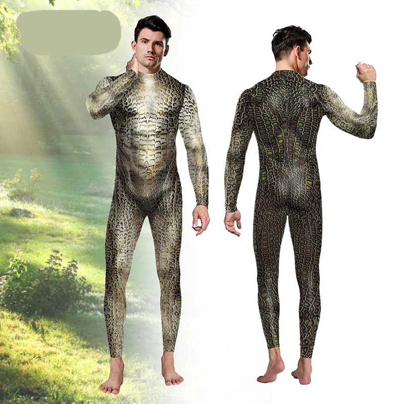 3D Printed Snake Skin Cosplay Jumpsuit Women Men Animal Cosplay Costume ...
