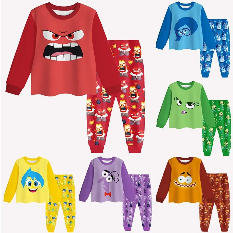 2pcs-Disney-Inside-Out-2-Long-Sleeved-Pajamas-Anime-Figure-Joy-Anxiety ...
