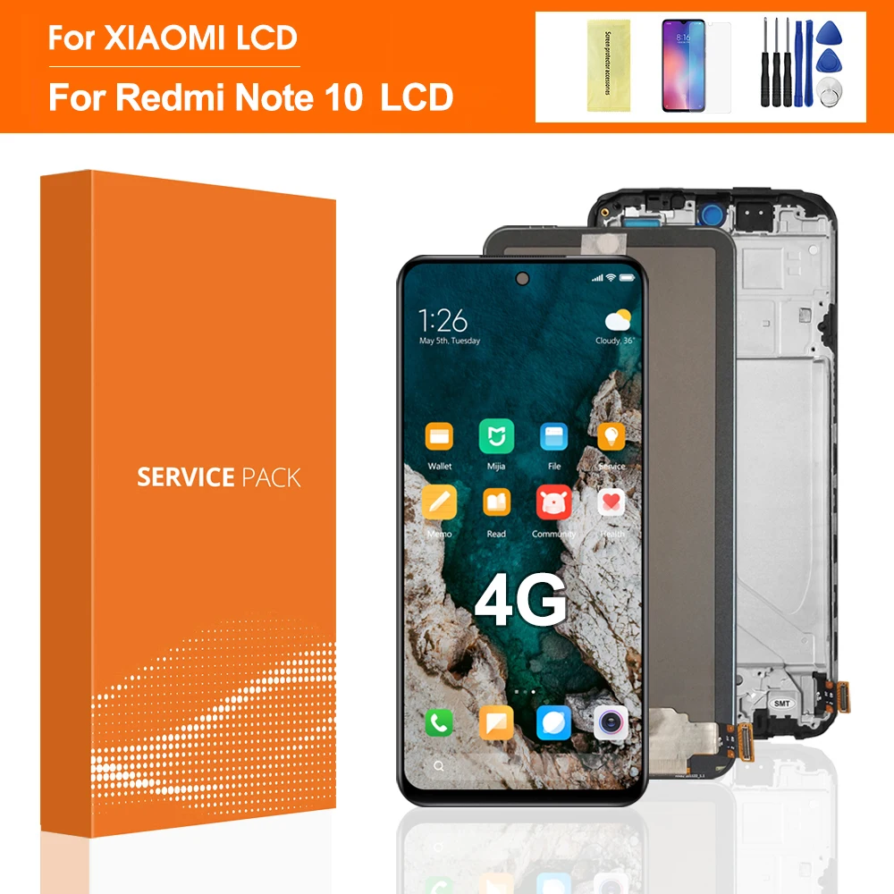 6.43 "original para xiaomi redmi nota 10 4g display lcd tela de toque digitador assembléia ...