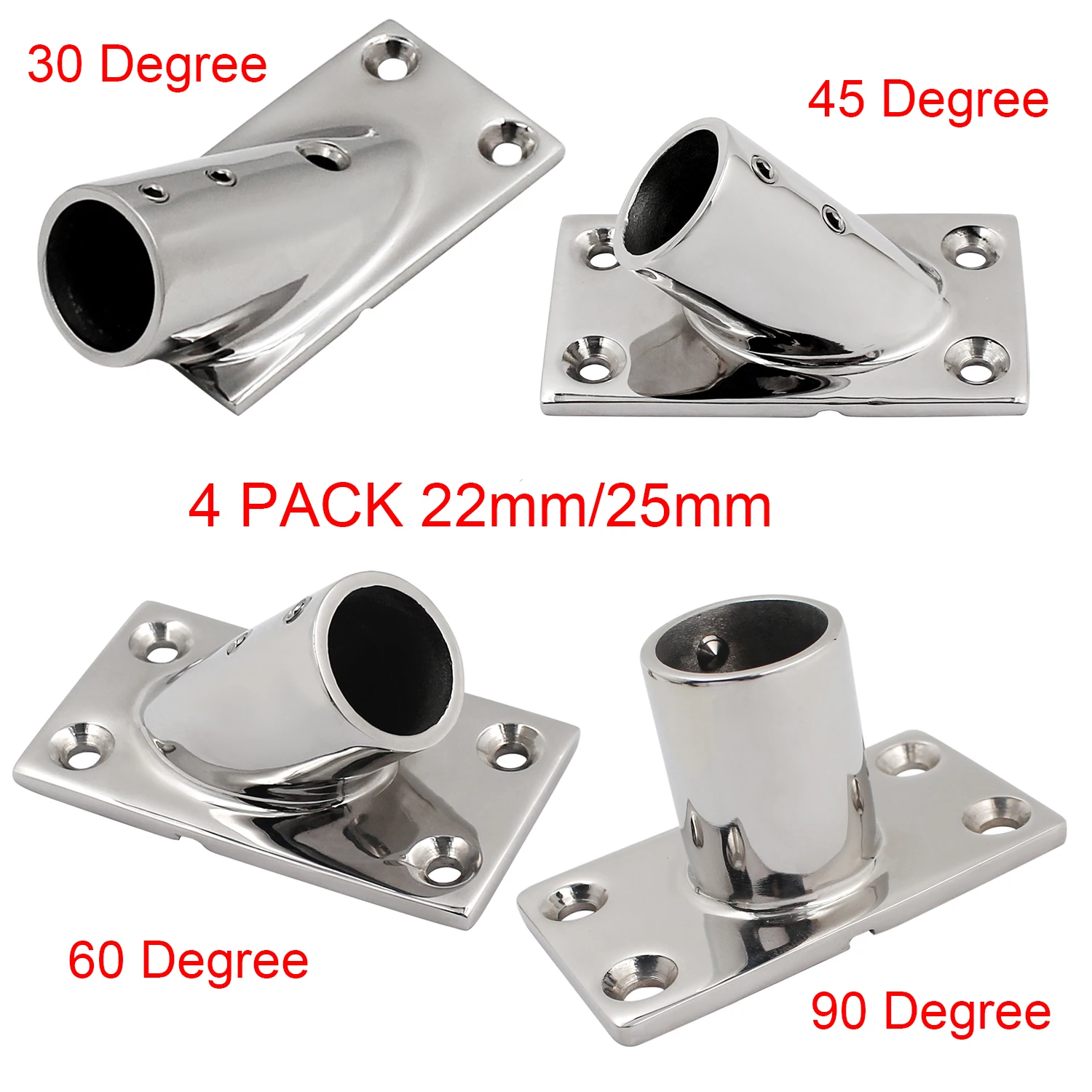 4-PCS-Stainless-Steel-316-Boat-Hand-Rail-Fitting-Stanchion-Base-22mm ...