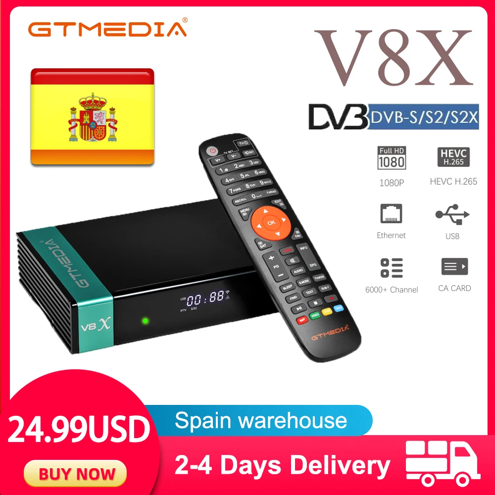 GTMEDIA V8X Receiver Support DVB-S/S2/S2X BISS auto roll Full PowerVu ...