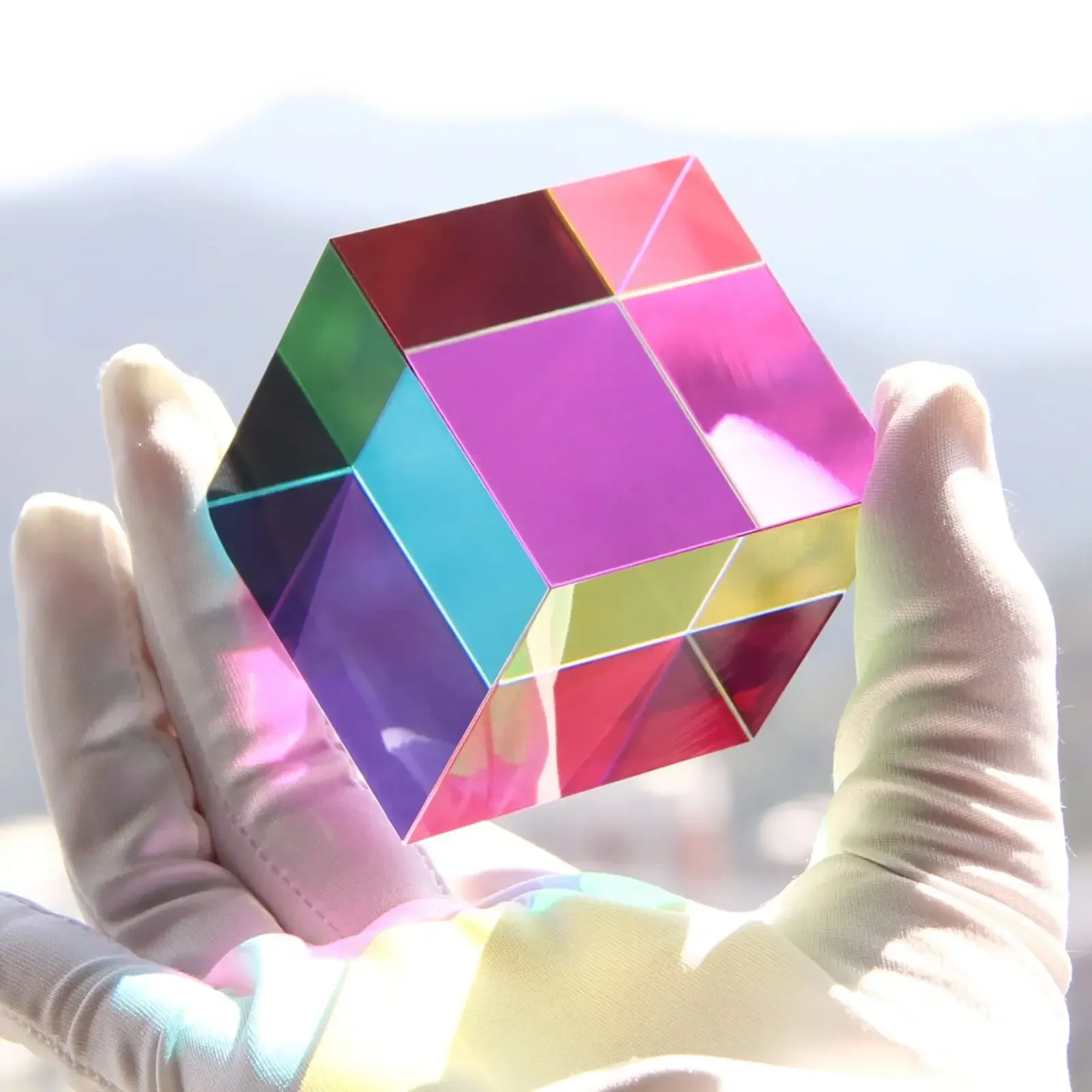 1 pçs ciência cubo de prisma mágico 20mm hexaédrica cristal mágico cmy ...
