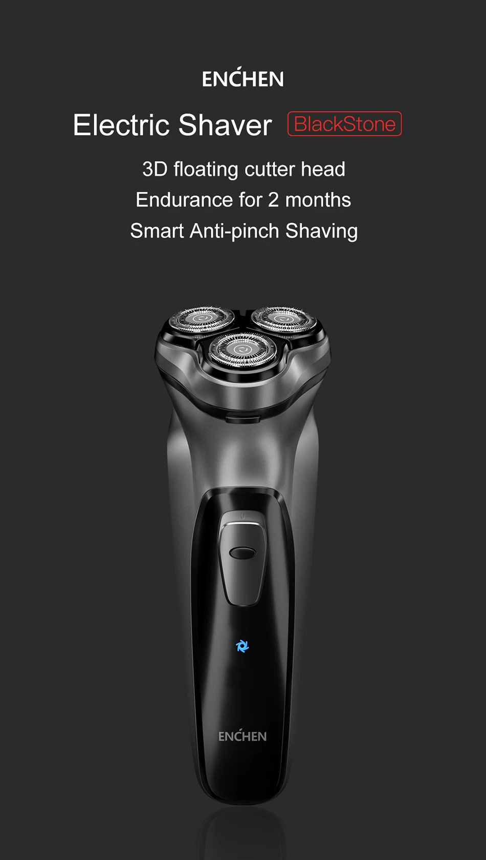 XIAOMI ENCHEN Blackstone 3D Rotary Shaver & Beard Trimmer - Washable ...