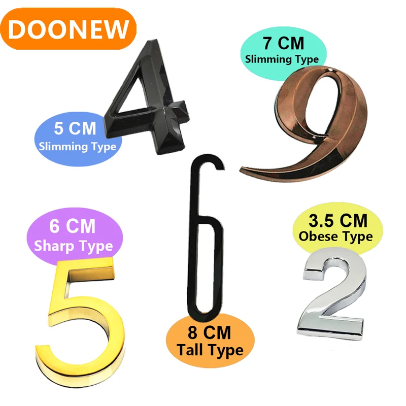 House Number Stickers 3D Self Adhesive Door Plate Sign Digits Apartment ...